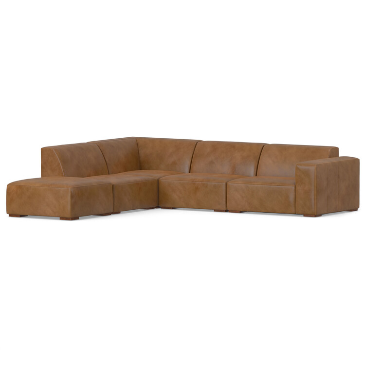 Simpli Home Rex Left Corner Sectional Modular Sofa with Ottoman in ...