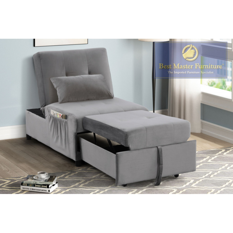 Best Master Furniture Velvet Sleeper Chaise - Adjustable Lounge ...