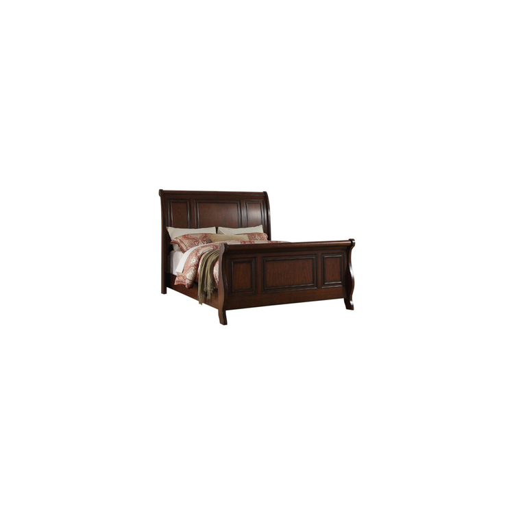 Queen Bed Frame Southwestern Style Wood Finish Sleigh Design Bedroom ...