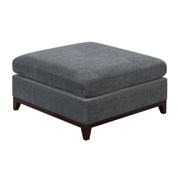 Modern Square Ottoman with Foam Seating & Pocket Coils in Gray Chenille ...