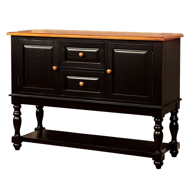 BenJara Fritz 52 Inch Server, 2 Cabinets, 2 Drawers, Black, Oak Brown ...