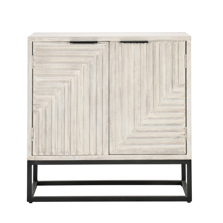 Benjara 36 Inch Sideboard Cabinet Console, White Mango Wood, 2 Doors ...