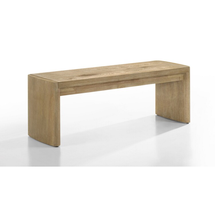 Benjara Meni 51 Inch Wide Dining Bench, Panel Legs, Oak Brown Solid ...