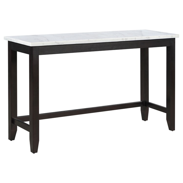 BenJara 36 Inch Counter Height Table, Rectangular White Marble Top ...