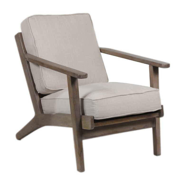 Benjara Ley Accent Armchair, Cushioned Seat, Gray Linen Fabric, Solid ...