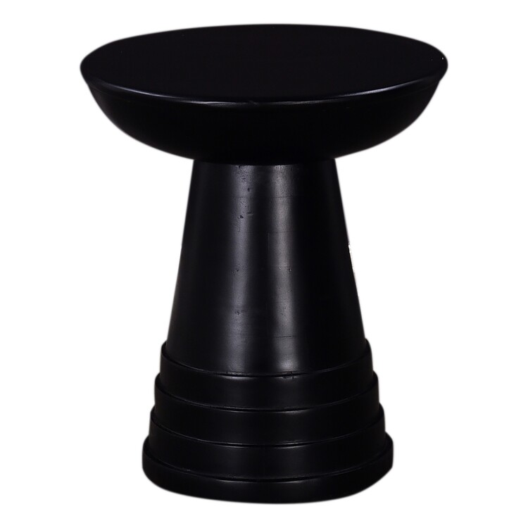 Benjara Side End Table, 16 Inch Round Top, Flared Pedestal Base, Black ...