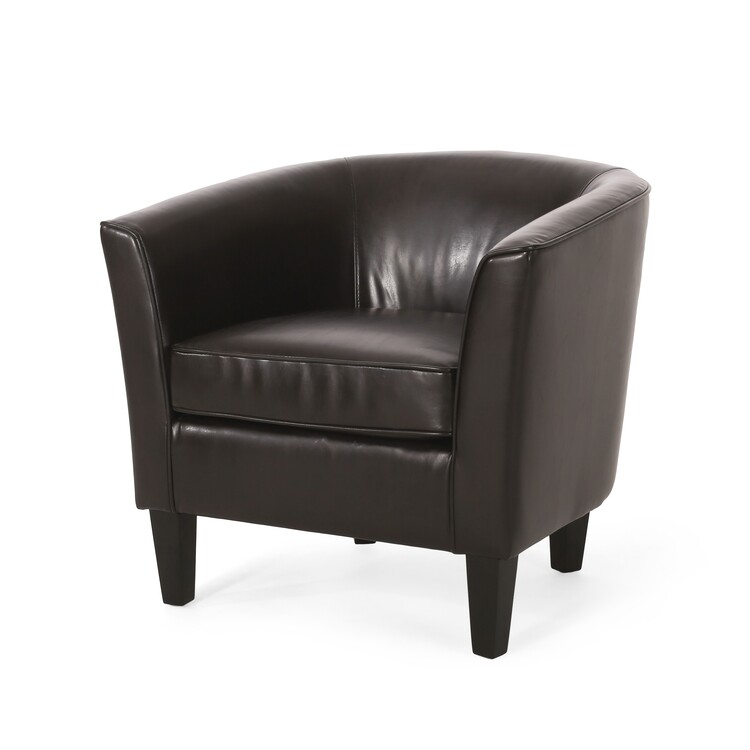 BenJara Accent Club Chair, Curved Round Back, Birch Wood, Rich Brown ...