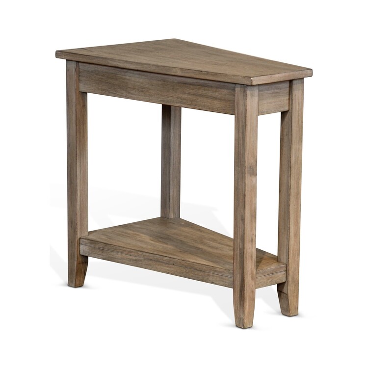 BenJara Chairside End Table with Shelf, 24 Inch Angled Light Brown ...