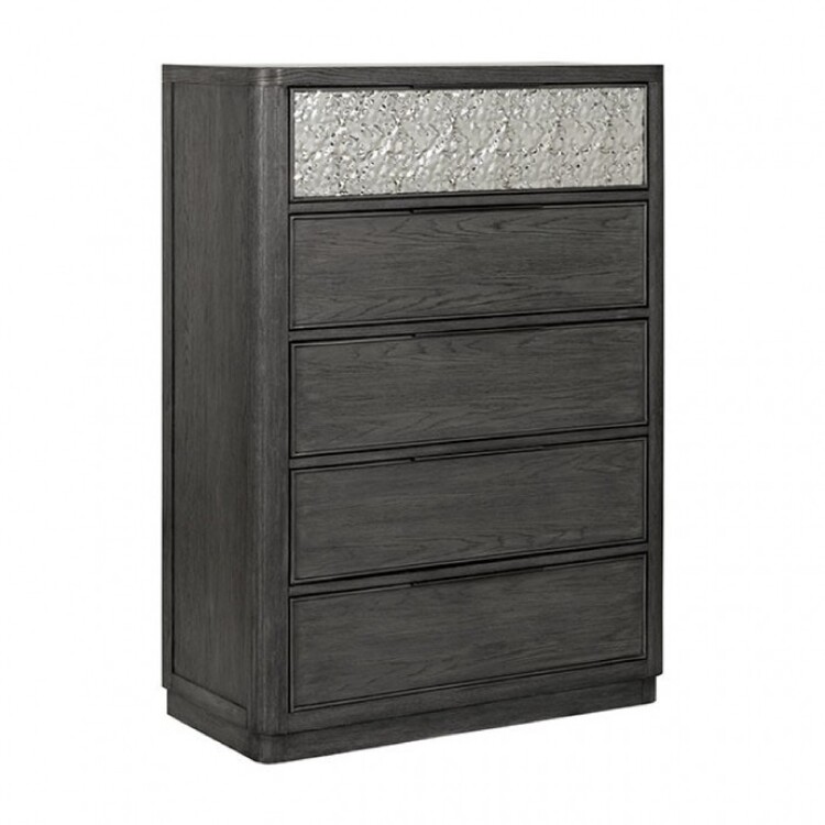 BenJara Zoko Tall Dresser Chest, 5 Drawers, Textured Metal Accents, Ash ...