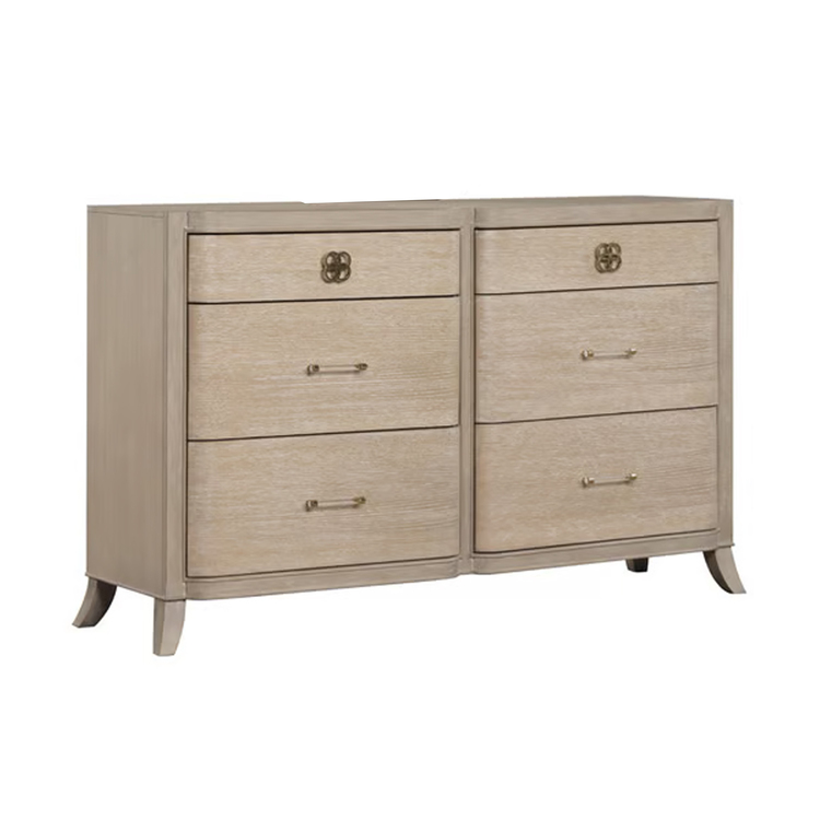 Benjara Fea 6 Drawer Wide Dresser, Natural Oak Brown Solid Wood ...