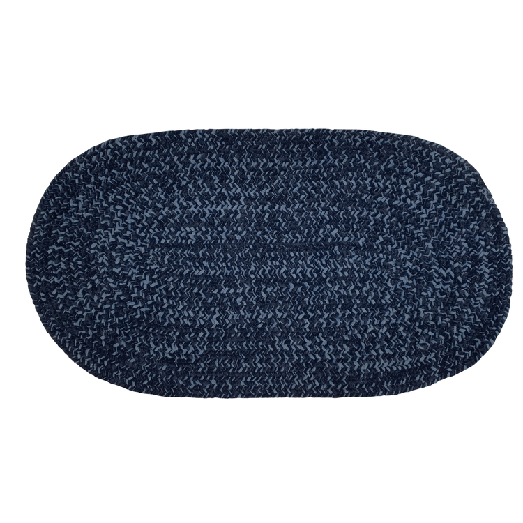 Chenille Tweed Collection 22" x 40" Oval in Navy & Smoke Blue ...