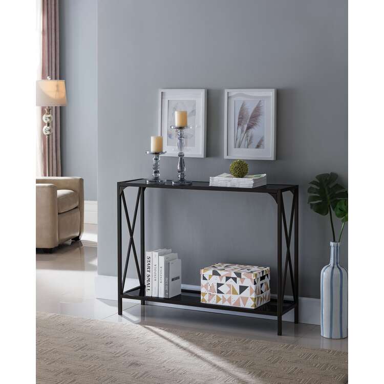Room Designs Console Table Black / Pewter Transitional Rectangle ...