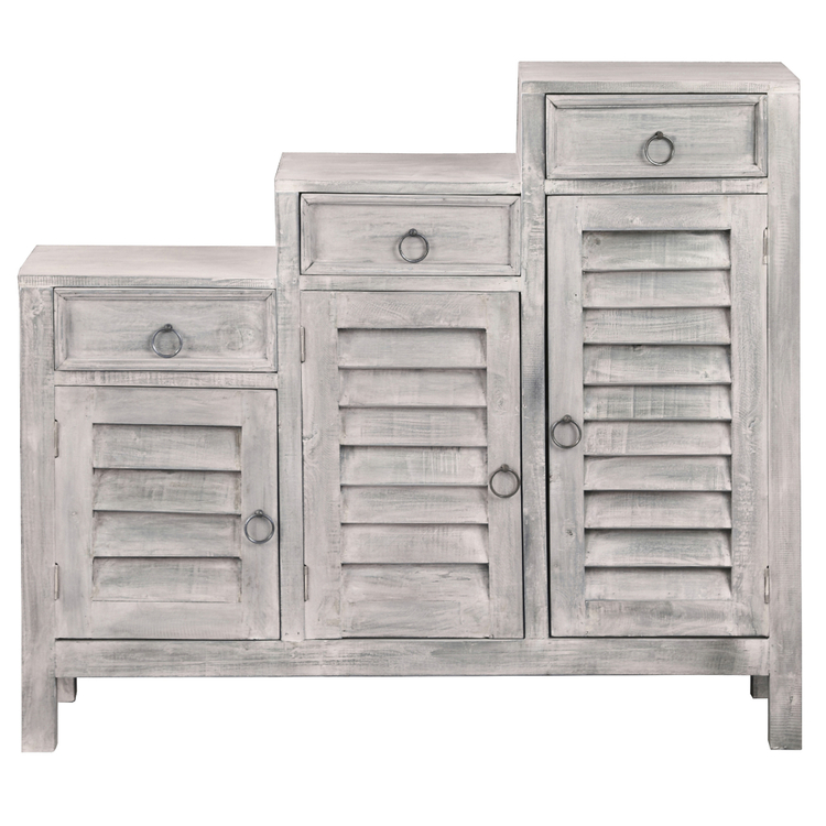 Sunset Trading Cottage Three Tiered Shutter Cabinet | Distressed Light ...