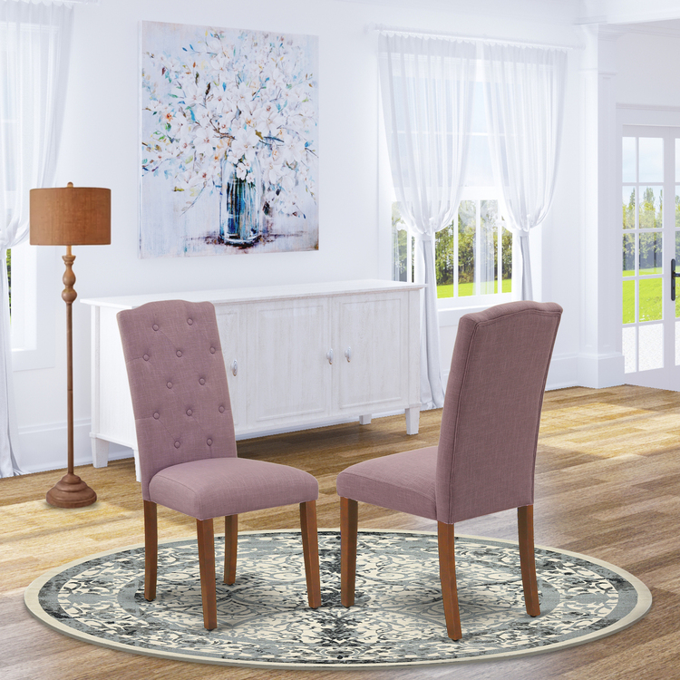 Parson Chair Celina Accent Chair Linen Fabric Mahogany Legs Comfortable ...