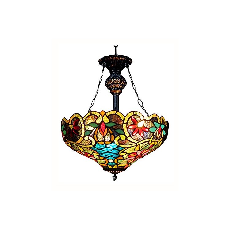 Victorian Style 2 Light Inverted Ceiling Pendant Lamp 18 Shade - Chloe ...