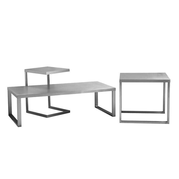 Pangea Home Modern Brushed Metal Rectangular Clark Tray Table - Sleek ...