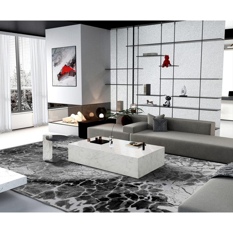 Homestock Rococo Radiance Rectangular Coffee Table, High Gloss White ...