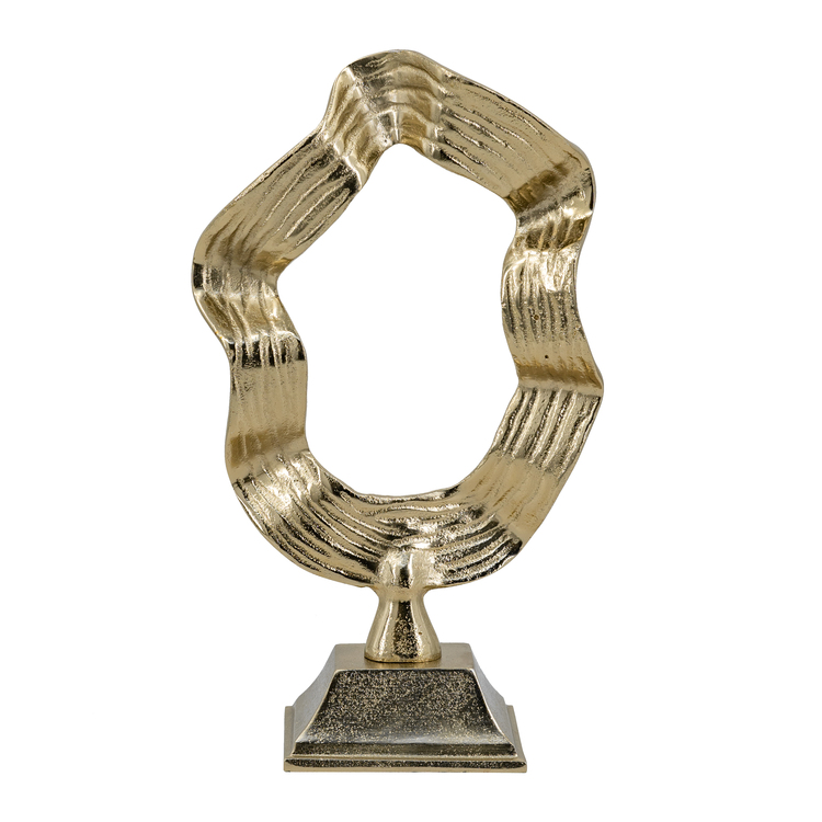 A&B Home Abstract Aluminum Loop Sculpture With Textured Gold Finish And ...