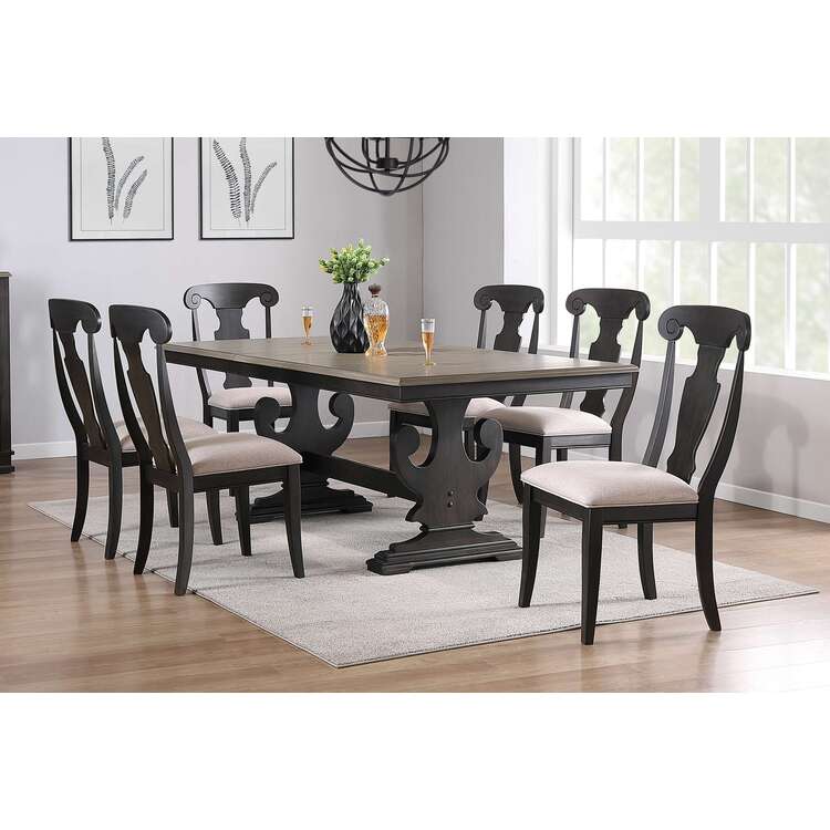 Room Designs Traditional Rectangle Dining Table - Black & Brown Finish ...