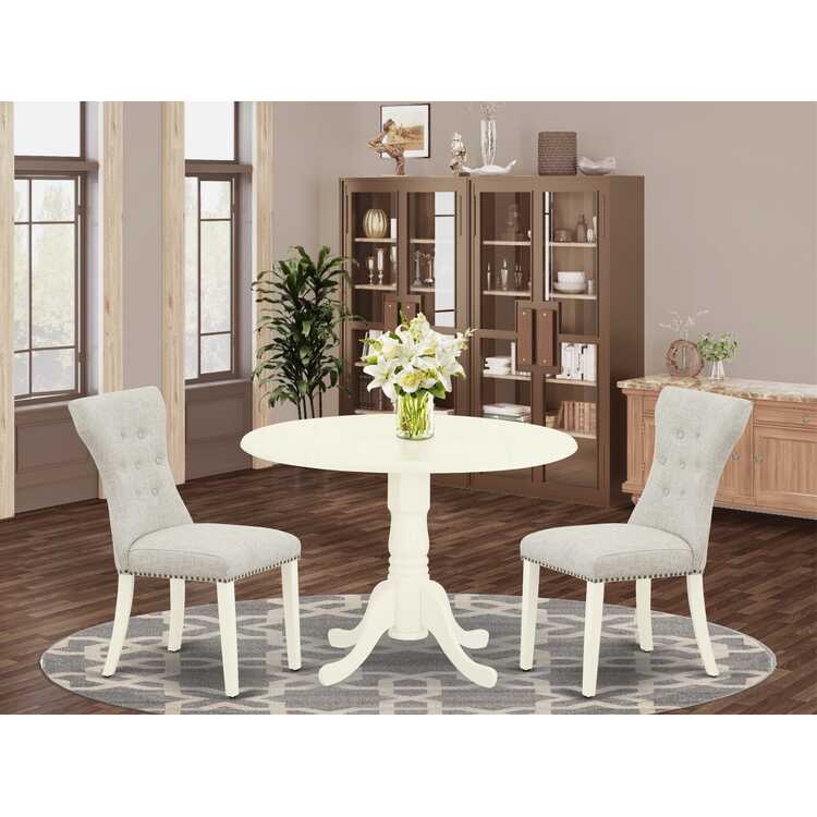 Round Dining Table Set with 2 Parsons Chairs - 42 Inch - OJCommerce.com