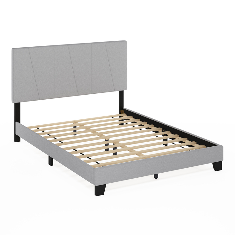 Furinno Lucy Geometric Design Headboard Bedframe, 12PC Slat Style ...
