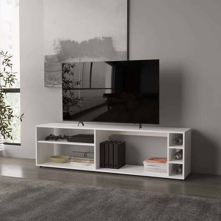 FM FURNITURE Mayo TVStand for 70" Screen with Open Storage and Melamine ...