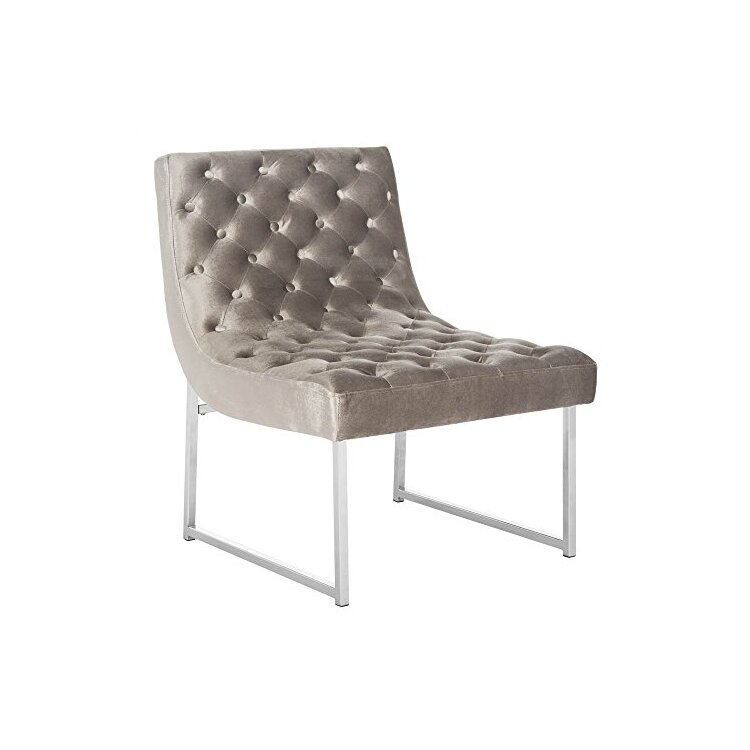 Velvet Tufted Accent Chair with High Back and Wooden Legs - Safavieh ...