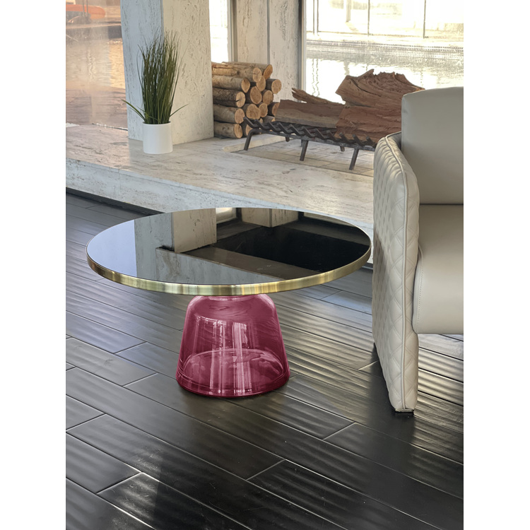 Pangea Home Hand Blown Glass Coffee Table - Modern Round Design ...