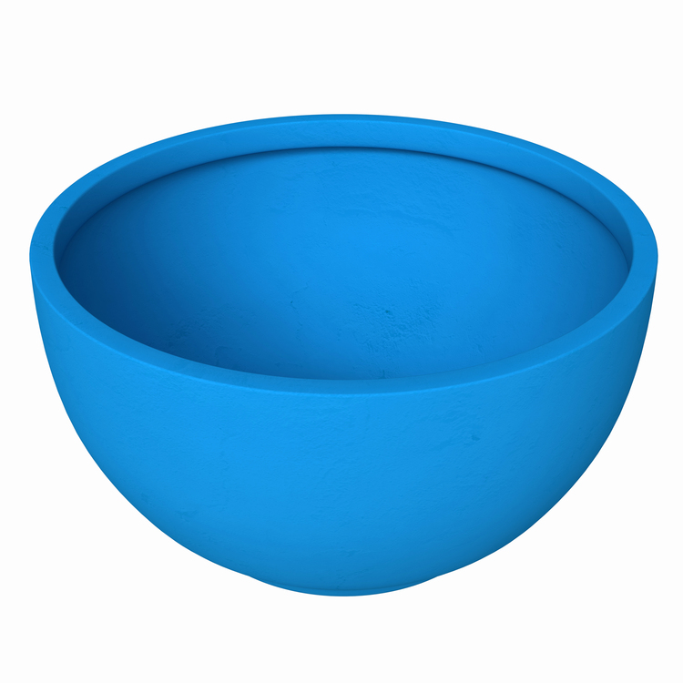 LeisureMod Grove Series Hemisphere Poly Clay Planter in Blue 12.4 Dia ...