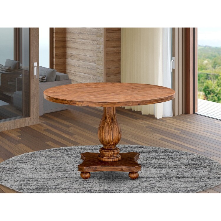 Round Farmhouse Dining Table - 48 Inch Antique Walnut - OJCommerce.com