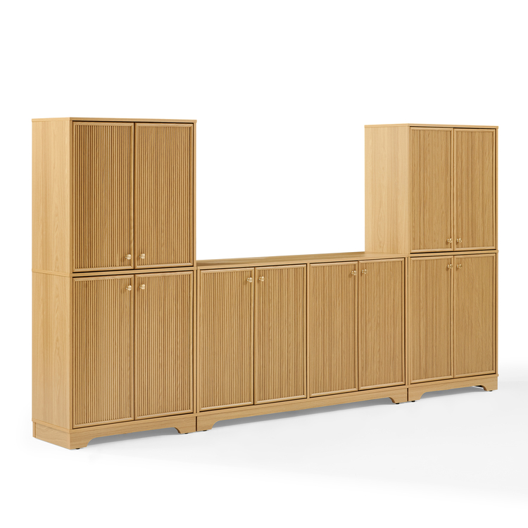 Naomi 3-Piece Modern Reeded Sideboard Buffet Cabinet And Kitchen ...