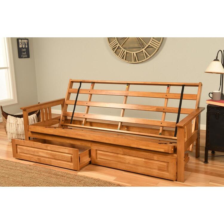Maykoosh Lakeside Living Futon Frame/Butternut Finish/Storage Drawers ...