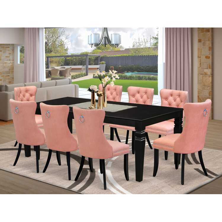 Black Kitchen Dining Set 9 Piece Furniture - OJCommerce.com