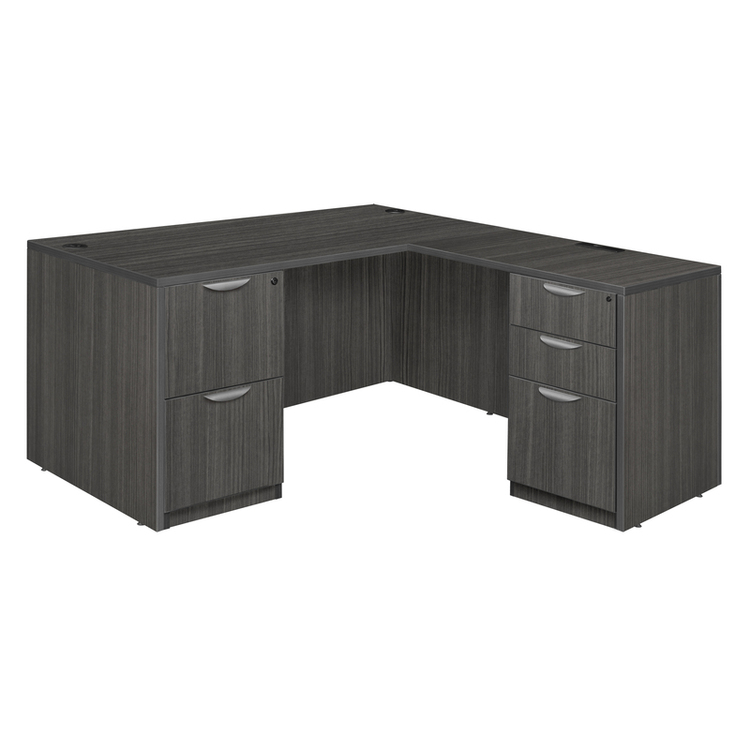 Regency Legacy 60 x 65 in. L Desk with Double Full Pedestal Drawer Unit ...