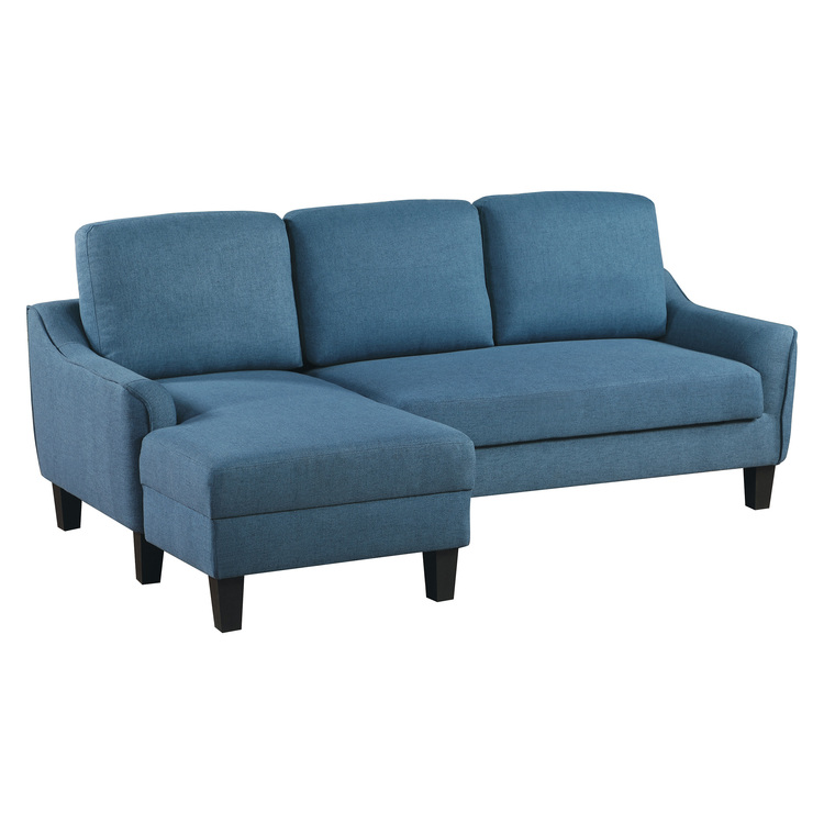 OSP Home Furnishings Lester Sofa with Chaise and Twin Sleeper in Blue ...