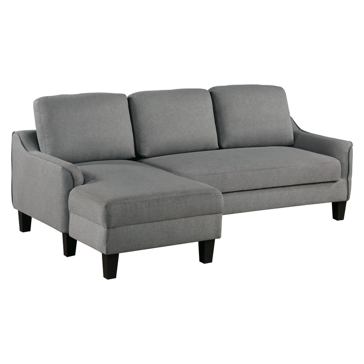 OSP Home Furnishings Lester Sofa with Chaise and Twin Sleeper in Grey ...