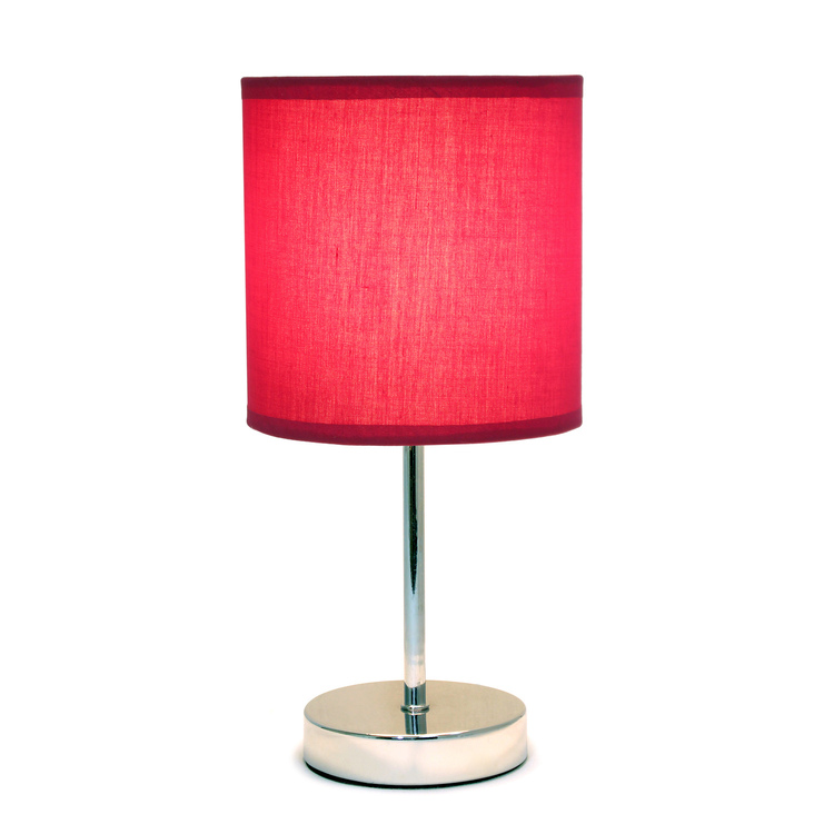 Modern Chrome Table Lamp - Stick Lamp with Fabric Shade for Bedroom ...