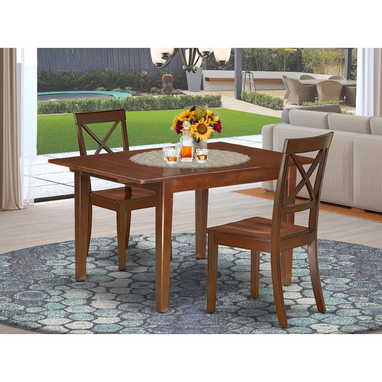MLBO3-MAH-W 3Pc Rectangular 42/54" Dining Table With 12 In Leaf And A ...