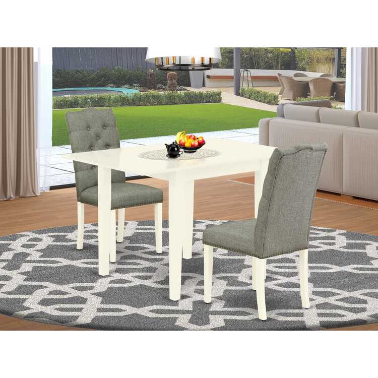 3-Piece Kitchen Table Set with Chairs - Linen White & Gray - OJCommerce.com