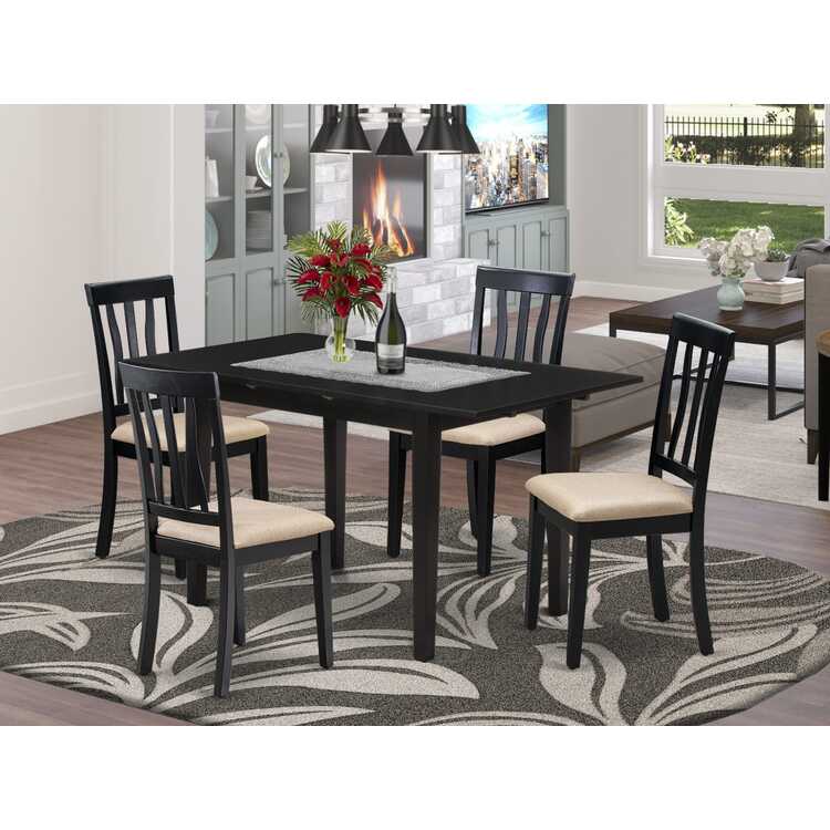 Black Rectangular Dinette Set & Kitchen Table 5-Piece - OJCommerce.com