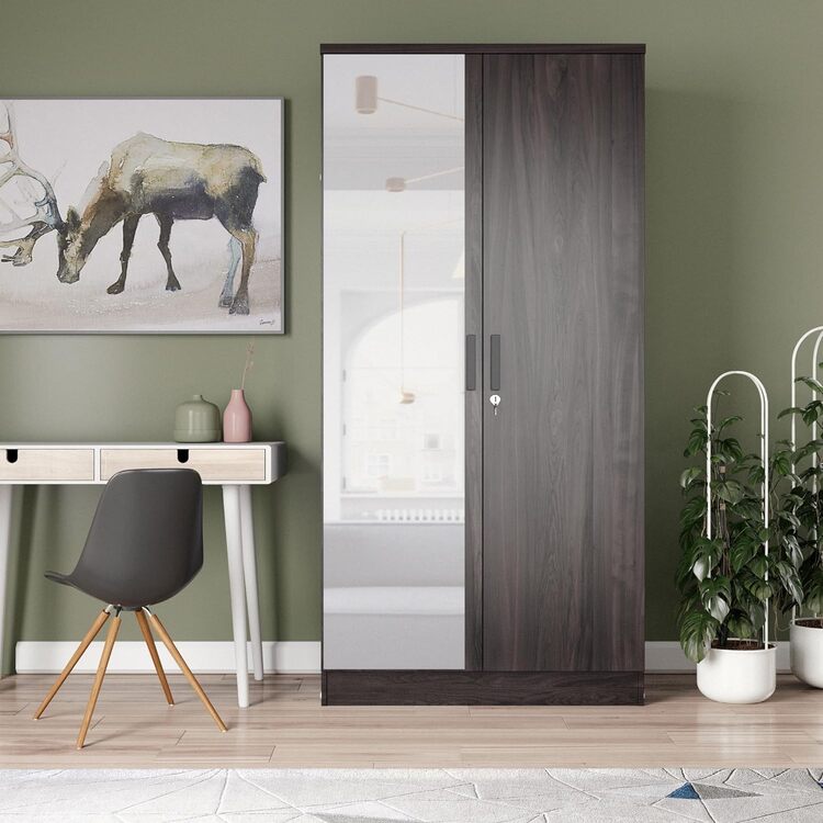Double door wardrobe with mirror store