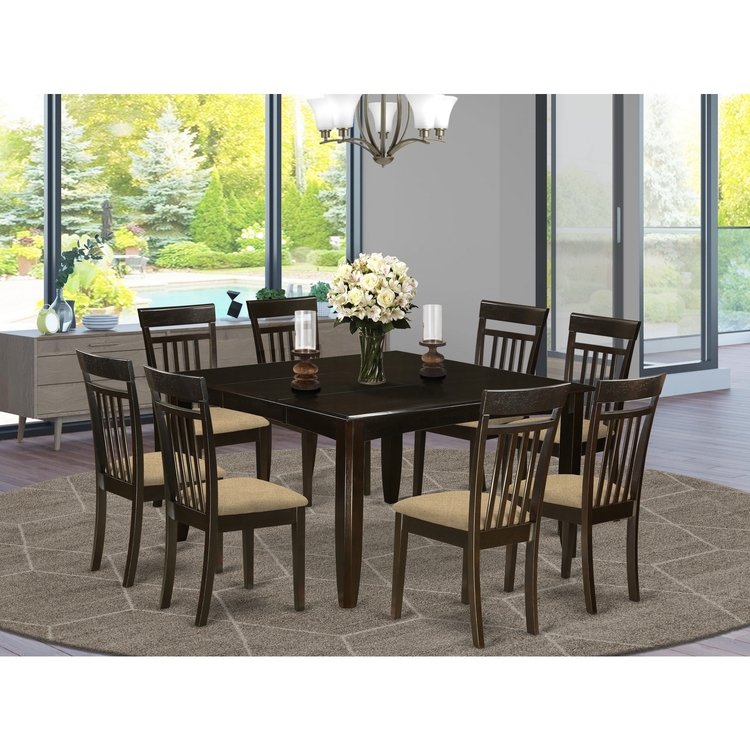 Modern 9-Piece Dining Set with Butterfly Leaf Table & Linen Chairs ...