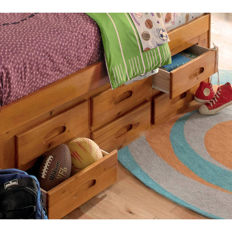 American Furniture Classics Model 2121-12-BCH, Solid Pine Bookcase Headboard Full Captains Bed ...