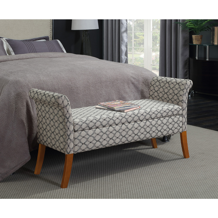 Boucle Storage Bench Ottoman - Upholstered Bench with Hidden Storage ...