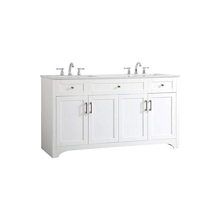 Elegant Decor 60 inch Double Bathroom Vanity in White - OJCommerce.com
