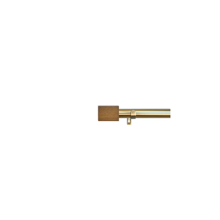 Linen Avenue Wood Rectangle Single Window Curtain Rod Set, 66 to 120 ...