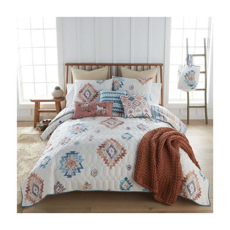 Southwestern Bedding Set - Quilt & Shams - Terra Cotta Turquoise Purple ...
