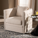 Beige Fabric Tufted Swivel Chair Modern Contemporary Upholstered ...