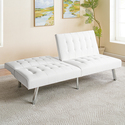 Tufted Split Back Futon Sofa Bed Linen Faux Leather Couch - OJCommerce.com