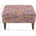 Vibrant Mid-Century Ottoman with Textured Fabric & Sturdy Wood Legs ...